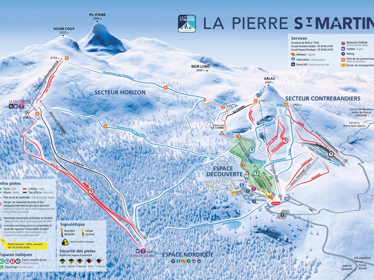 La Pierre Saint-Martin Plan des pistes : Plan station et pistes de ski ...